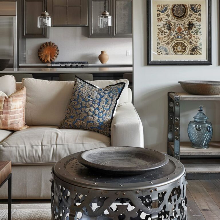 Modern Farmhouse Living Room with Custom Metal Furnishings