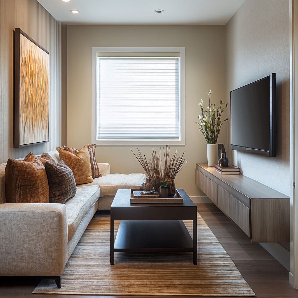 Narrow Living Room Ideas with TV: Decorating and Furnishing