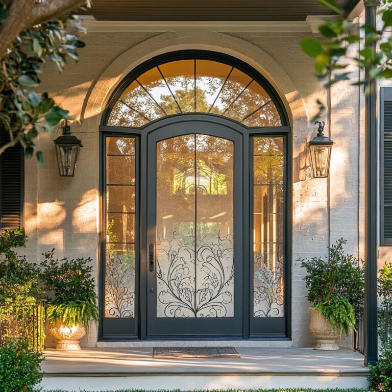 Glass Front Door Designs with Beautiful Modern Floral Motifs