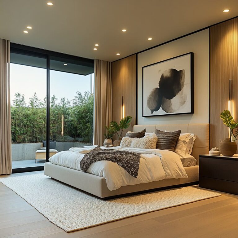 Contemporary Bedroom Interiors with Mid-Century Modern Style